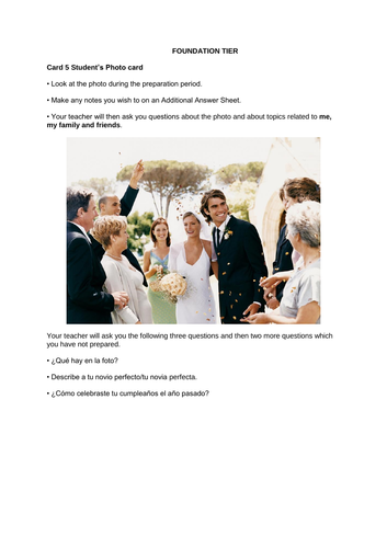 Spanish Foundation GCSE family & friends photo card practice | Teaching ...