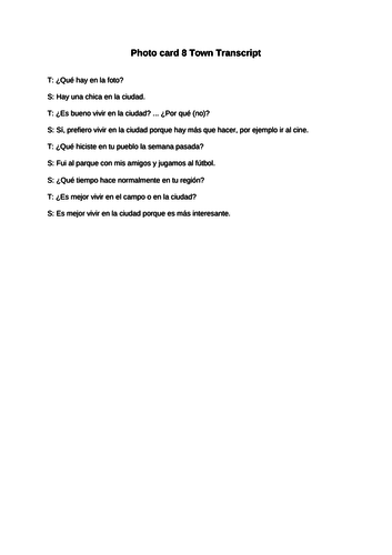 Spanish GCSE Foundation home town photo card practice | Teaching Resources