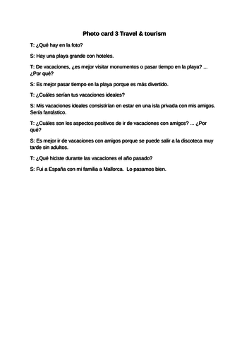 Spanish GCSE Higher travel & tourism photo card practice | Teaching ...