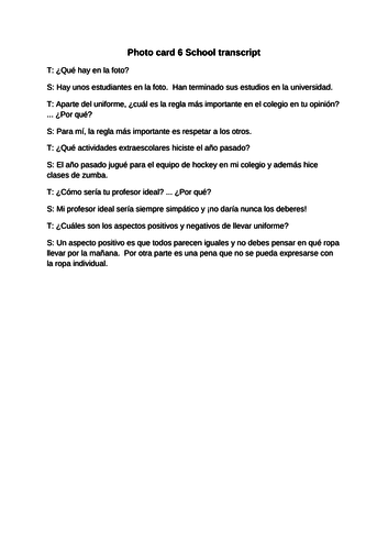 Spanish GCSE Higher school photo card practice | Teaching Resources