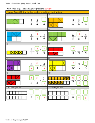 Subtracting 2 fractions (2) | Teaching Resources