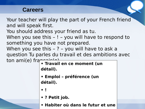 French GCSE Foundation careers role play | Teaching Resources