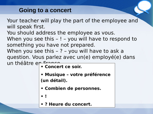 French GCSE Foundation concert role play | Teaching Resources