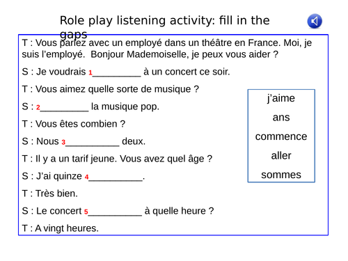 French GCSE Foundation concert role play | Teaching Resources