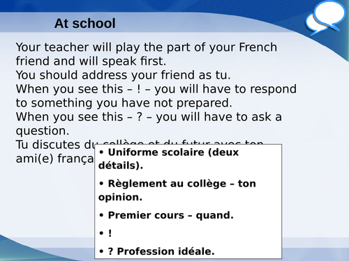 French GCSE Foundation school uniform & rules role play | Teaching ...