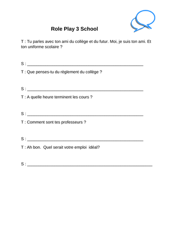 French GCSE Foundation school uniform & rules role play | Teaching ...