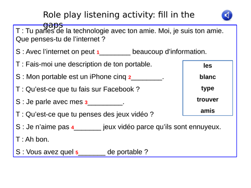 French GCSE Foundation technology role play | Teaching Resources
