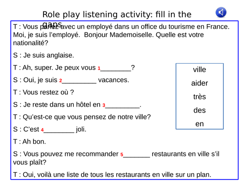 French GCSE Foundation tourist office role play | Teaching Resources
