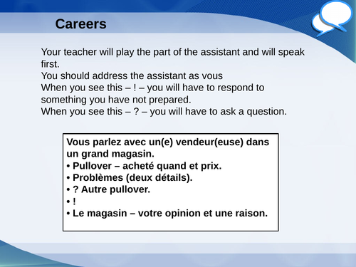 French GCSE Higher shop role play | Teaching Resources