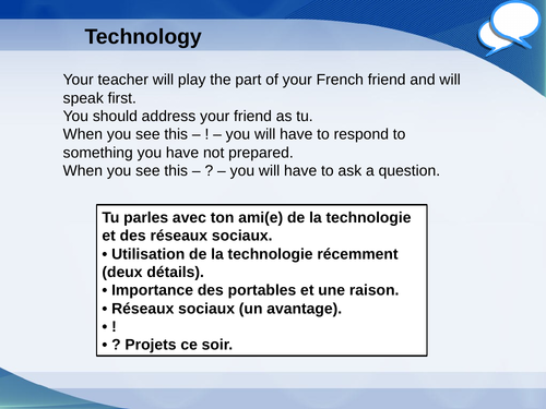 French GCSE Higher technology role play | Teaching Resources