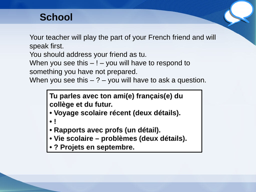 French GCSE Higher school role play | Teaching Resources