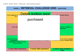 NEW AQA GCSE PE (9-1) Retrieval Challenge Grid - Revision for exam ...