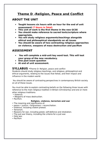 AQA A (Buddhism and Christianity) Religion, Peace and Conflict ...