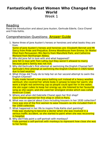 Fantastically Great Women Who Changed the World - Unit of Work ...