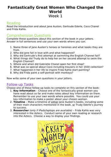 Fantastically Great Women Who Changed the World - Unit of Work ...