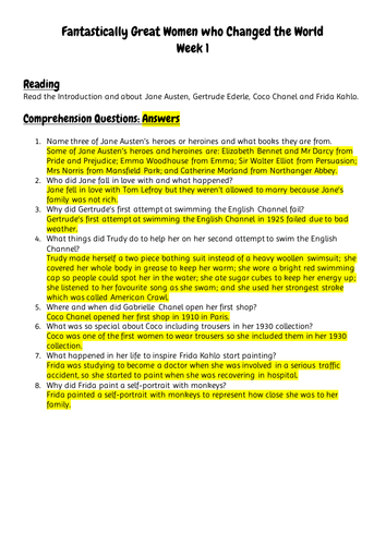 Fantastically Great Women who Changed the World - Unit of Work ...