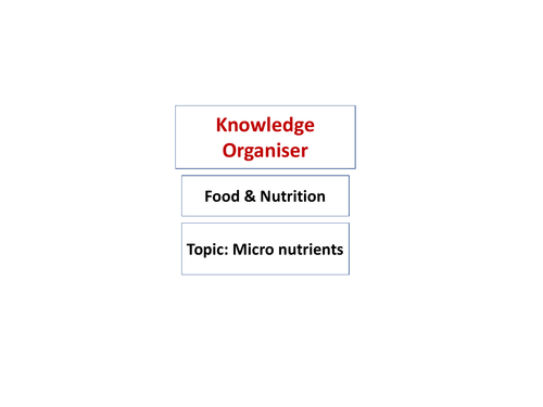 Knowledge Organiser/Revision x 2 for Nutrients. GCSE & KS3 Food and ...
