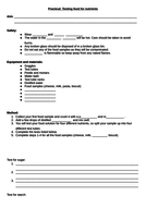 KS3 Biology Food tests practical worksheets | Teaching Resources