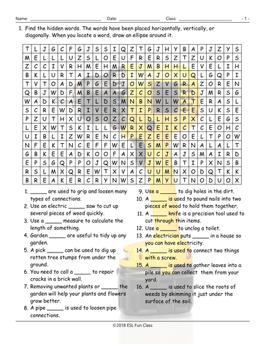 House Repairs, Tools-Supplies Word Search Worksheet | Teaching Resources