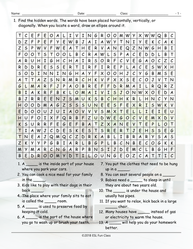 House Rooms-Furniture Word Search Worksheet | Teaching Resources