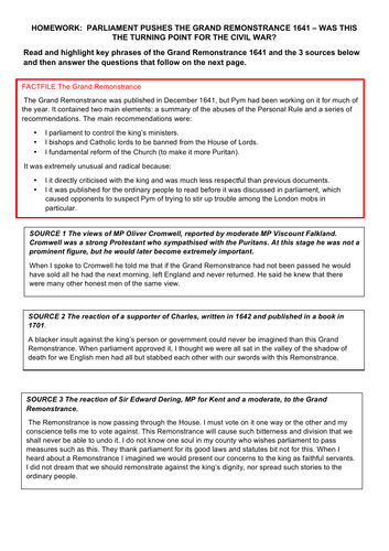 OCR A A series of lessons on the Personal Rule of Charles I _leading up ...