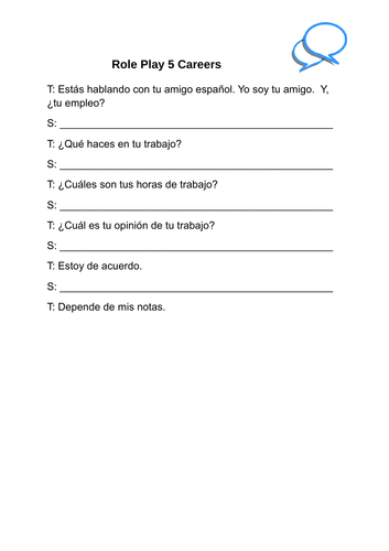 Spanish GCSE Foundation careers role play | Teaching Resources