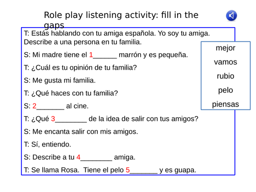 Spanish GCSE Foundation family & friends role play | Teaching Resources
