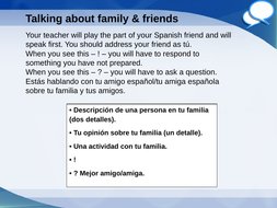 Spanish GCSE Foundation family & friends role play | Teaching Resources