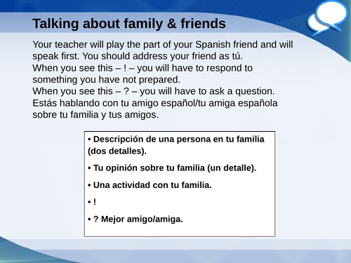 Spanish GCSE Foundation family & friends role play | Teaching Resources