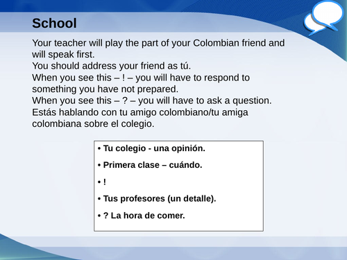 Spanish GCSE Foundation school role play 1 | Teaching Resources