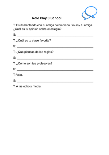 Spanish GCSE Foundation school role play 1 | Teaching Resources