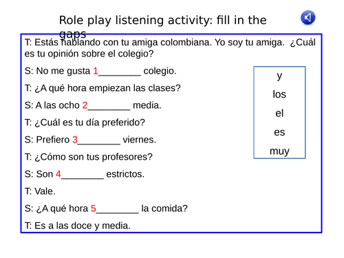 Spanish GCSE Foundation school role play 1 | Teaching Resources