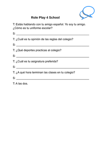 Spanish GCSE Foundation school uniform role play | Teaching Resources