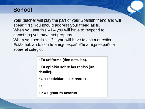 Spanish GCSE Foundation school uniform role play | Teaching Resources