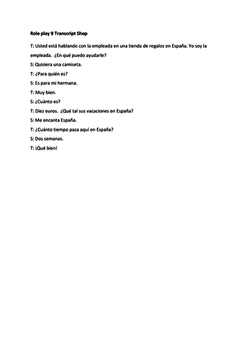 Spanish GCSE Foundation shop role play | Teaching Resources