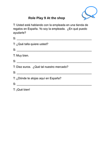 Spanish GCSE Foundation shop role play | Teaching Resources