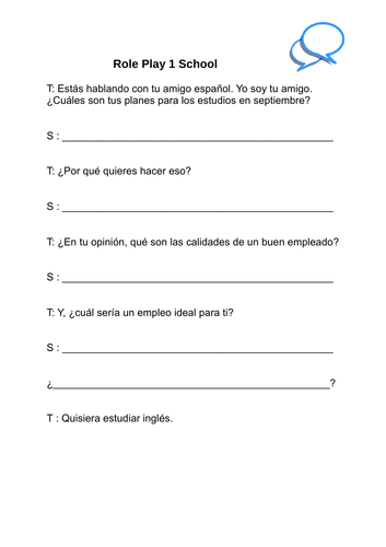 Spanish GCSE Higher school role play | Teaching Resources