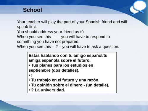 Spanish GCSE Higher school role play | Teaching Resources