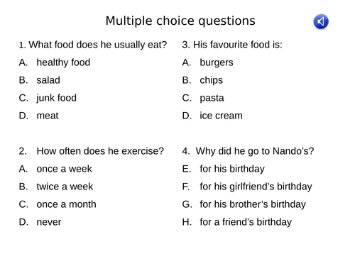 Spanish GCSE Higher healthy living role play | Teaching Resources