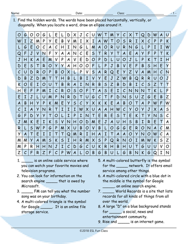 Internet Sites-Terms Word Search Worksheet | Teaching Resources