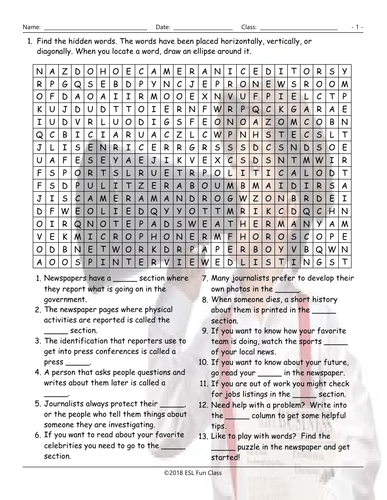 News Media Word Search Worksheet | Teaching Resources