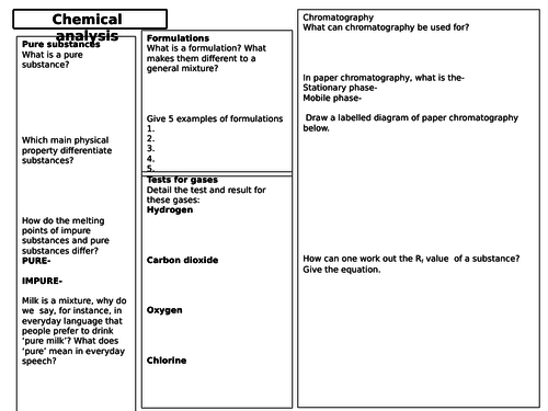 Chemical Analysis - Revision sheet AQA GCSE | Teaching Resources