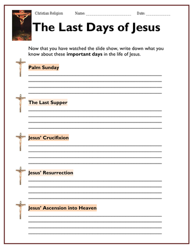 The Last Days of Jesus - PowerPoint + Activity | Teaching Resources