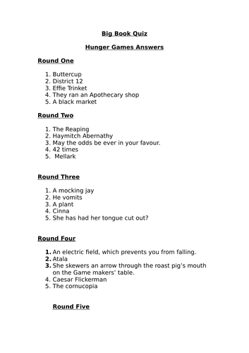 Amazing Book Quiz - includes higher and lower level. | Teaching Resources