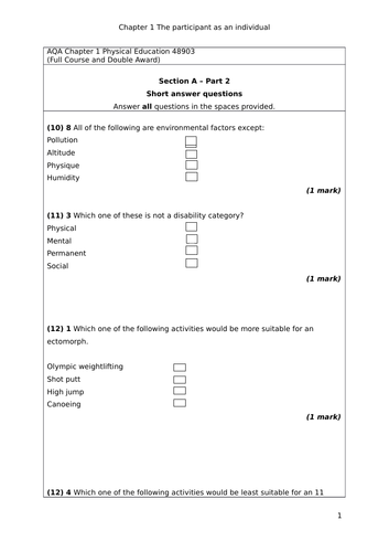 AQA GCSE Specification (pre 2016) Questions and mark schemes organised ...