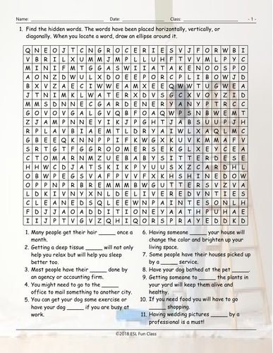 Running Errands-Having Things Done Word Search Worksheet | Teaching ...