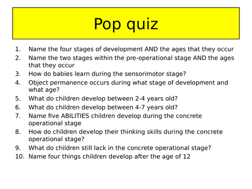 Edexcel Psychology (9-1) GCSE New Spec Unit 2 Lesson 3 - Piagets stages ...