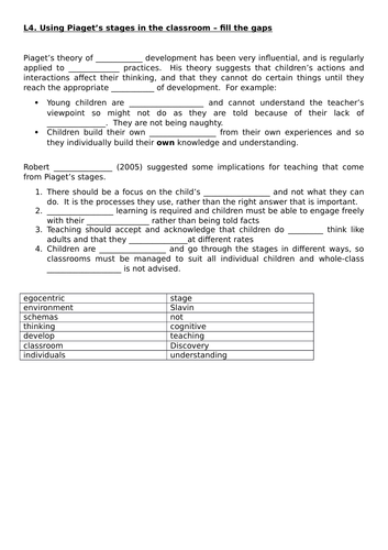 Edexcel Psychology (9-1) GCSE New Spec Unit 2 Lesson 4 - Piagets theory ...