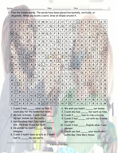 Regret Modal Verbs Word Search Worksheet | Teaching Resources