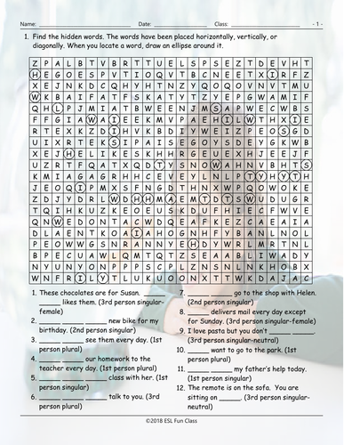 Subject Pronouns Word Search Worksheet | Teaching Resources